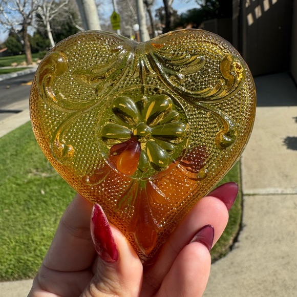 Accents | Vintage Heart Shaped Amber Trinket Dish | Poshmark